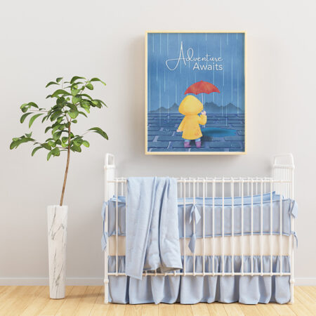 Little Explorer in the Rain - Watercolor Nursery Wall Art Print ...