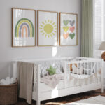 Sunny Heartbeats: Cute Sun, Hearts, & Rainbow Nursery Wall Art Prints ...