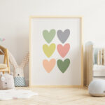 Sunny Heartbeats: Cute Sun, Hearts, & Rainbow Nursery Wall Art Prints ...